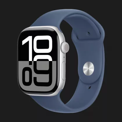 Apple Watch Series 10 GPS, 42mm Silver Aluminum Case with Denim Sport ...